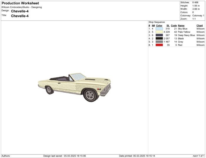 1970 Chevrolet Chevelle SS Embroidery design files