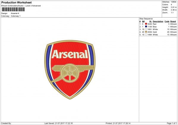 Arsenal Embroidery design - Machine Embroidery designs and SVG files