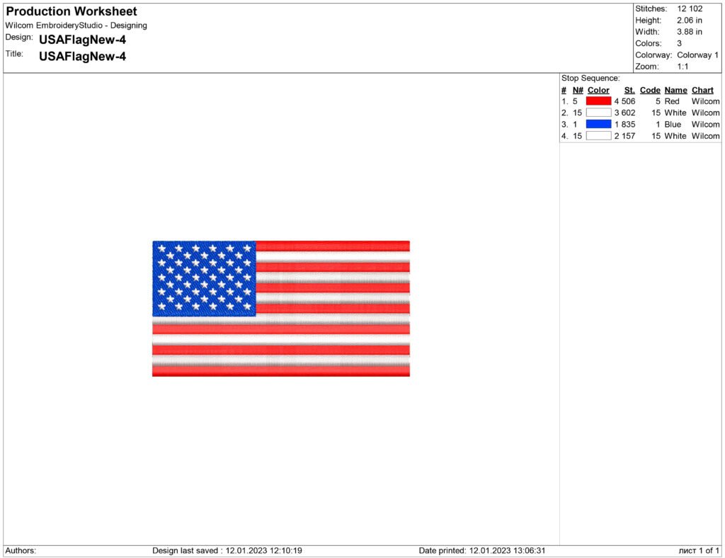 American Flag Embroidery design files for Machine embroidery