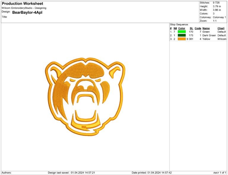 Baylor Bears Embroidery design and applique files