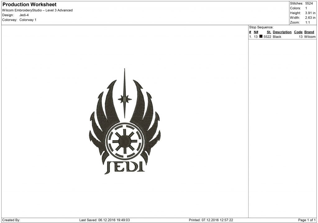 Jedi Logo - Machine Embroidery designs and SVG files