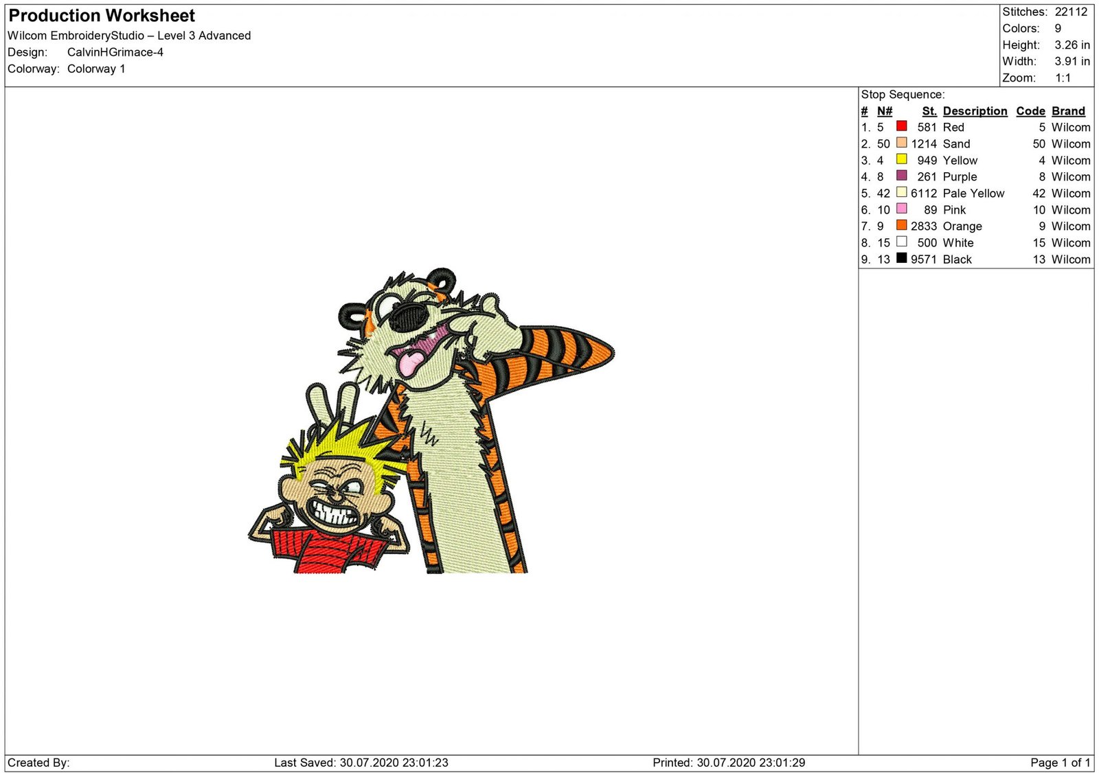 Grimace Calvin and Hobbes Embroidery design files