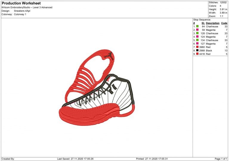 Sneakers Embroidery design files for Machine embroidery