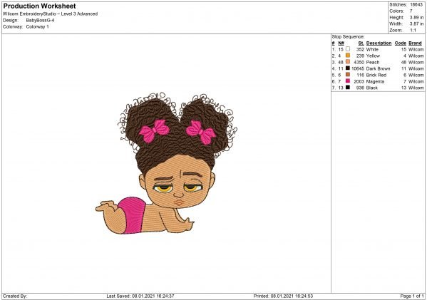 Boss Baby Girl Embroidery design files