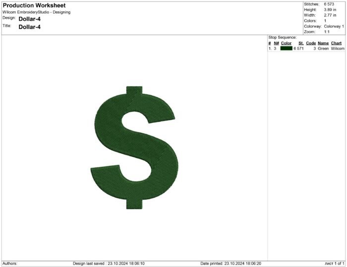 Dollar Embroidery design files and Dollar Applique files