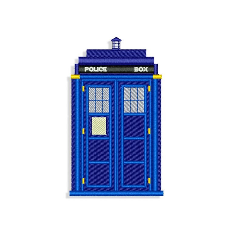 Doctor Who London Police box Embroidery design files