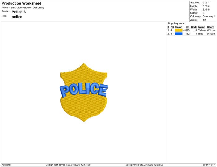 Police Badge Embroidery design files for machine embroidery