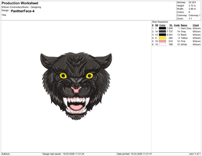 Panther Embroidery design files for Machine embroidery