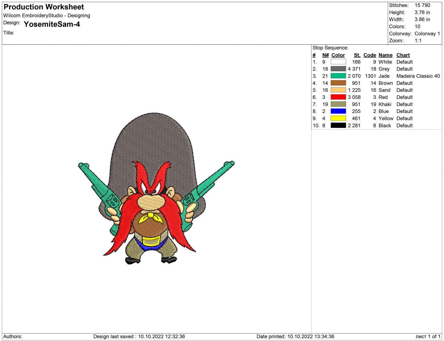 Custom Order Yosemite Sam Embroidery design files - Machine Embroidery ...