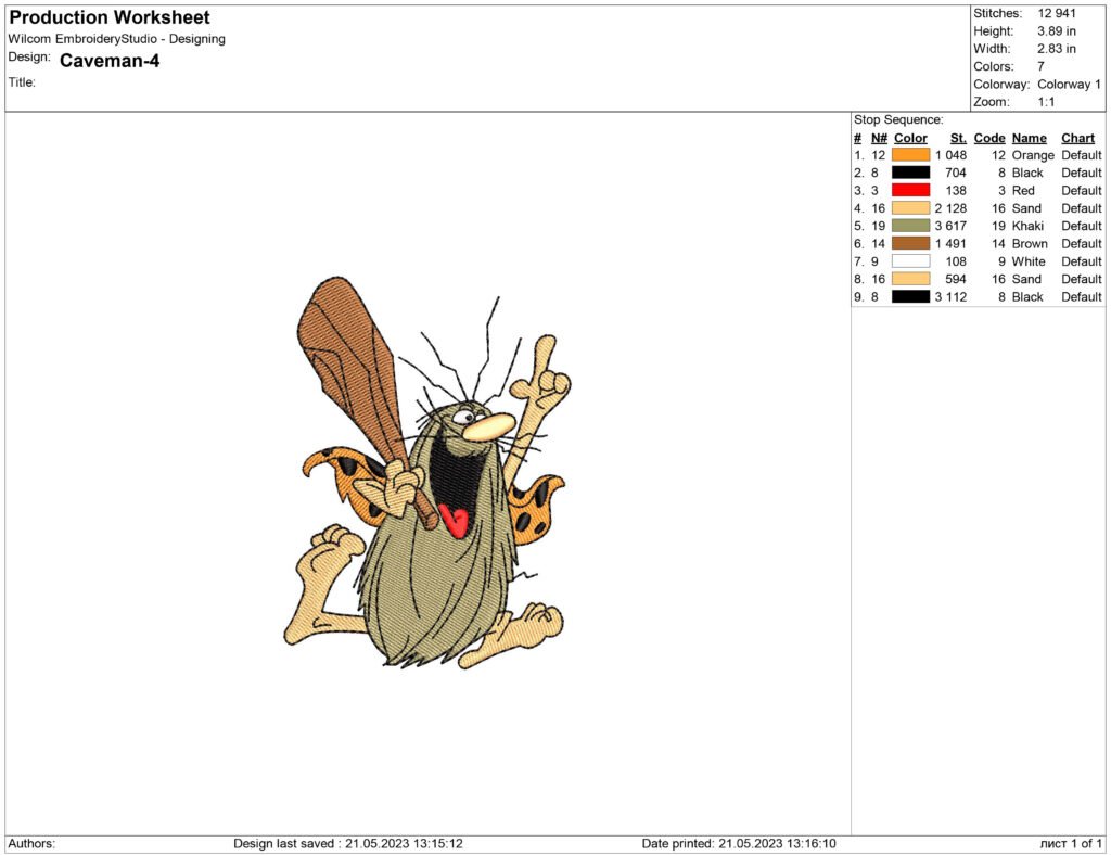 Caveman Embroidery design files for Machine Embroidery