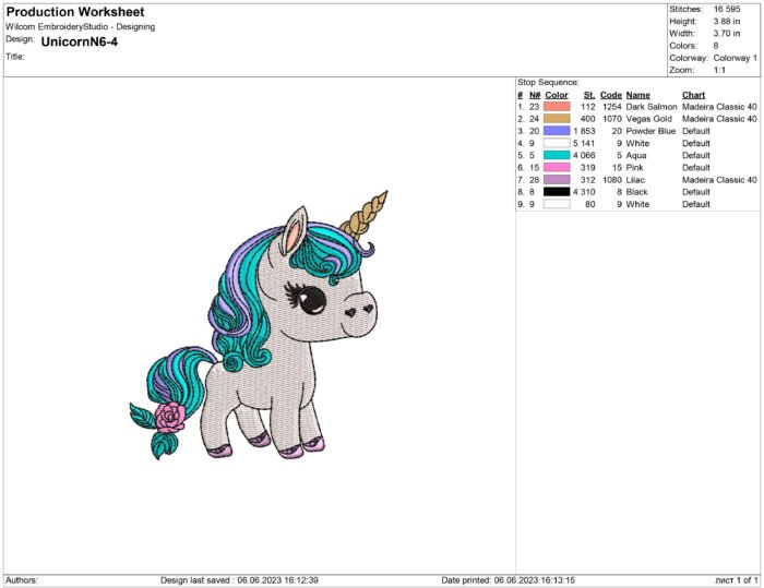 Unicorn Embroidery design files for Machine Embroidery