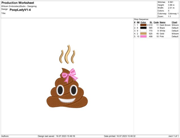 Poop Embroidery design files for Machine Embroidery