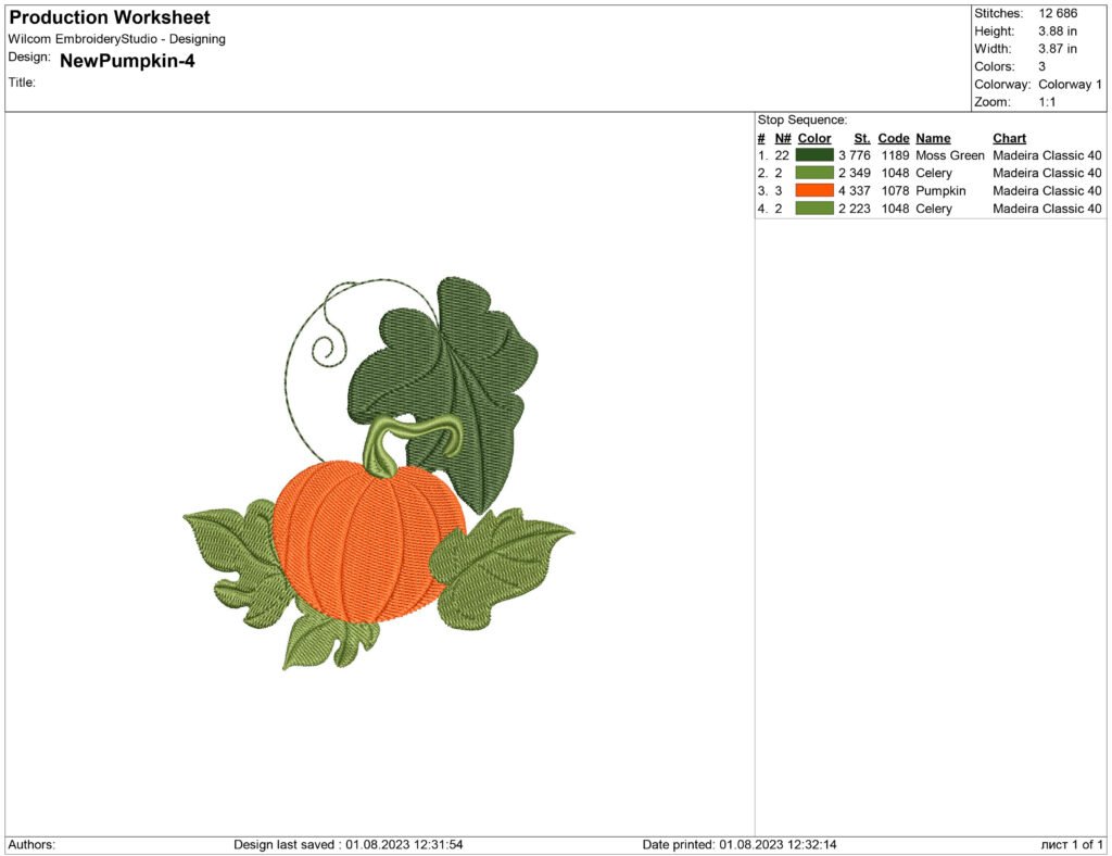 Pumpkin Embroidery design files for Machine Embroidery