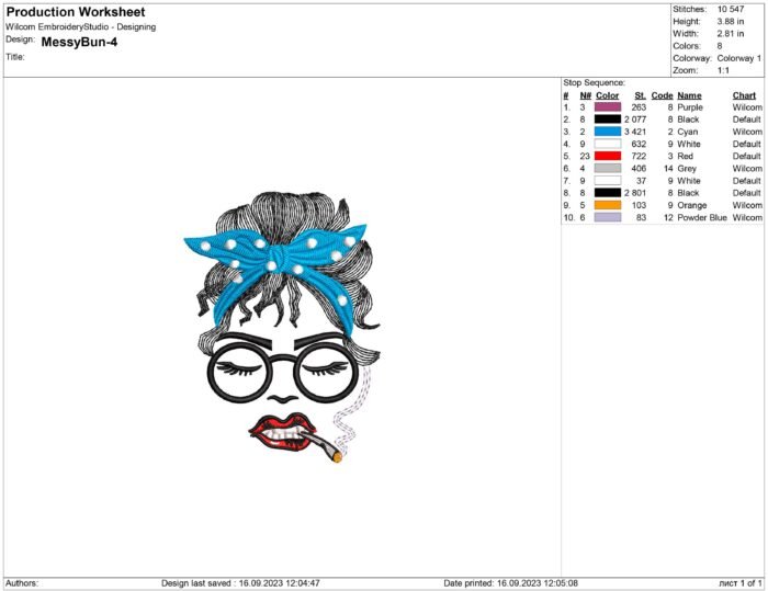 Messy bun with joint Embroidery design files