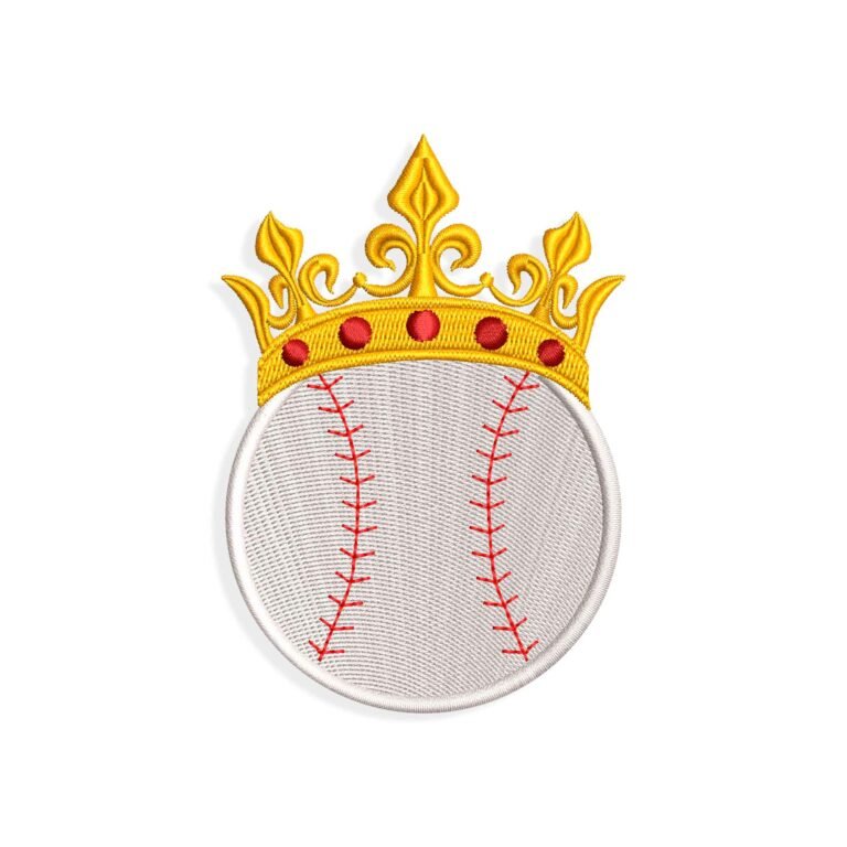 Crown on Baseball ball embroidery design files
