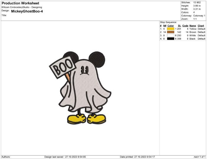Mickey Mouse ghost embroidery design files