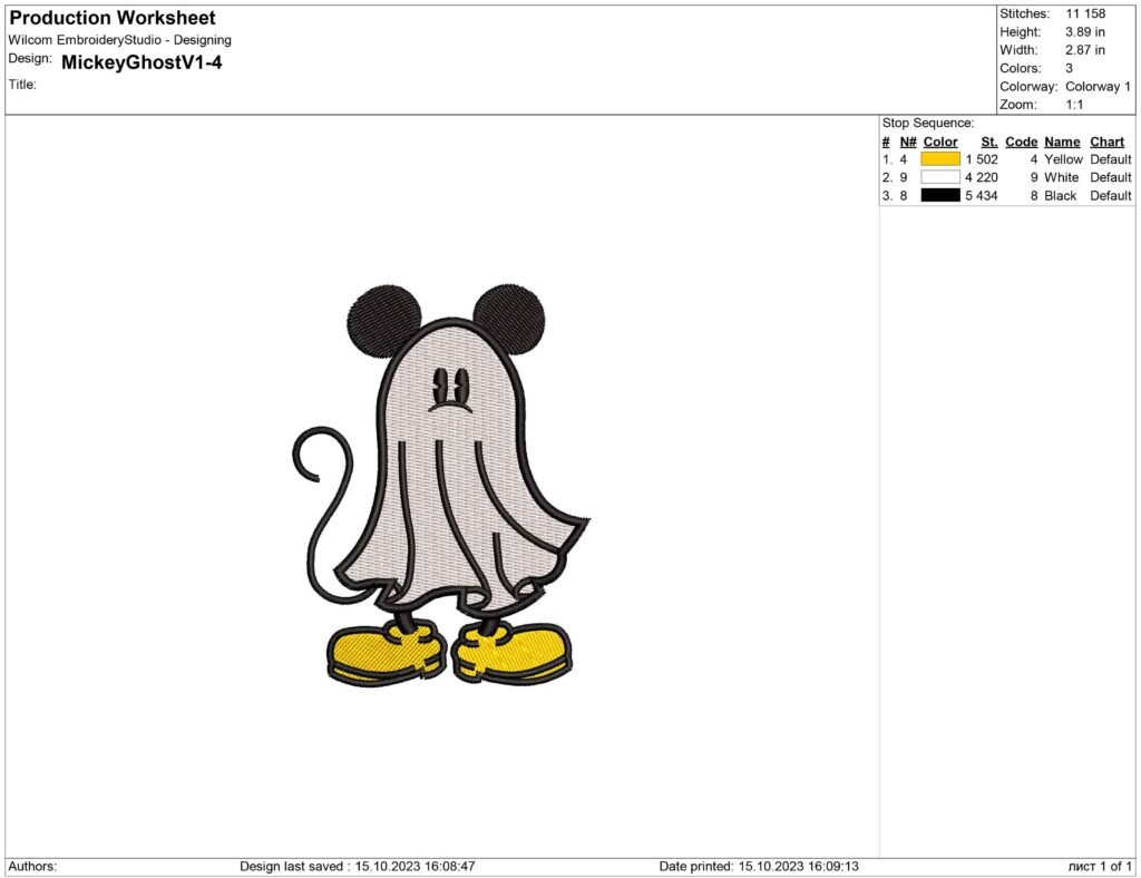 Mickey Mouse ghost embroidery design and applique files