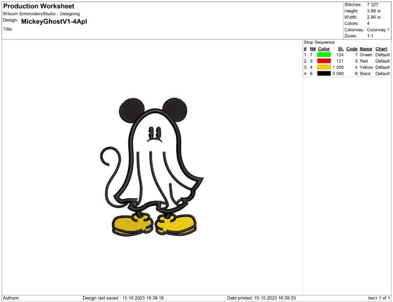 Mickey Mouse ghost embroidery design and applique files