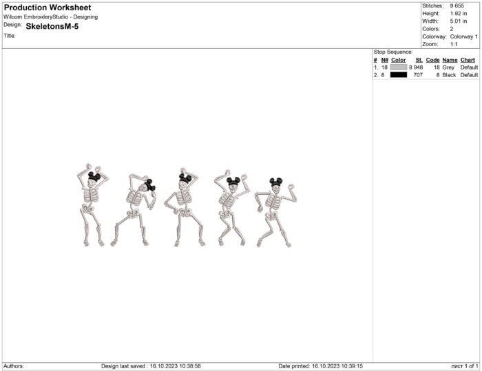 Dancing Skeletons Embroidery design for Machine Embroidery