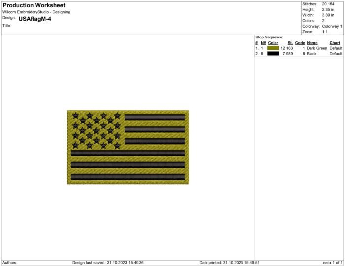 USA flag embroidery design files for Machine embroidery