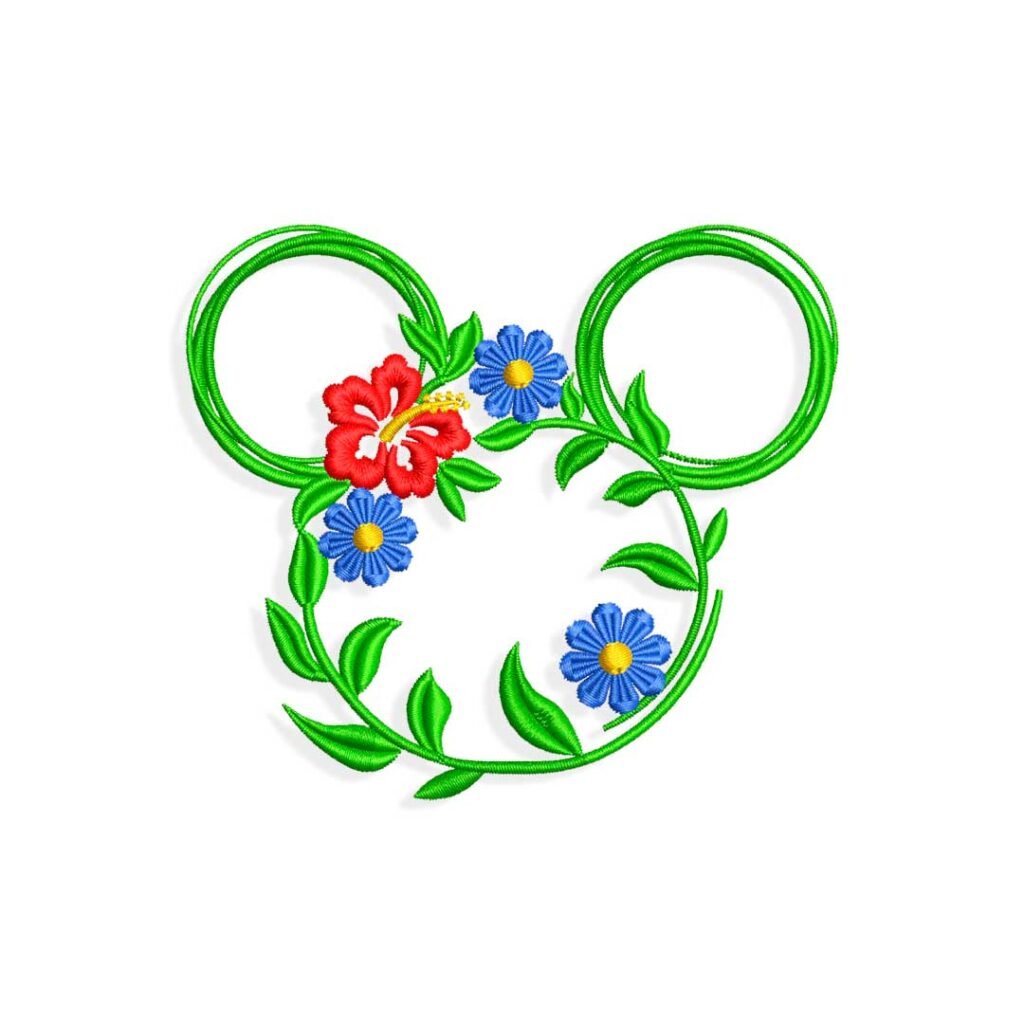 Floral Mickey Mouse embroidery design files