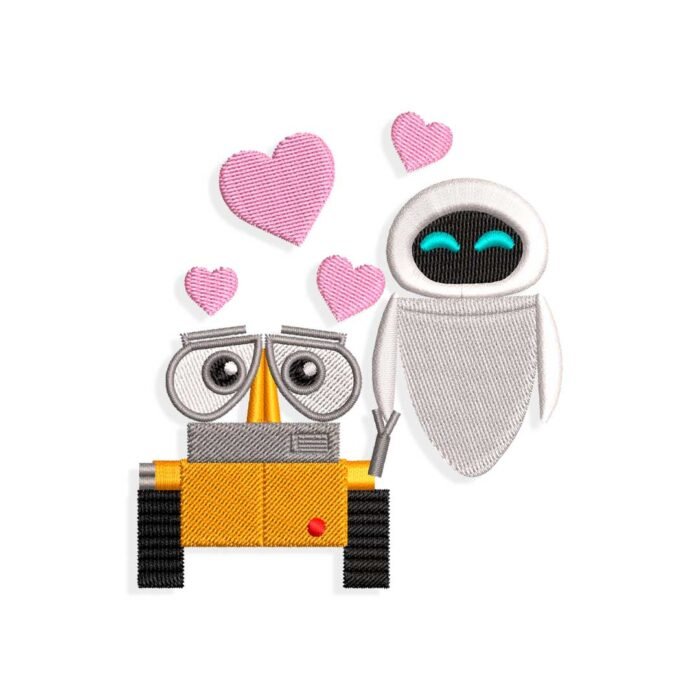 Eva and Wall-E Embroidery design files