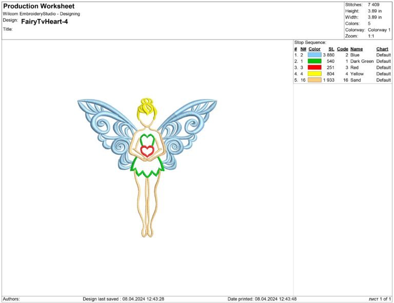 Fairy embroidery design files for Machine Embroidery