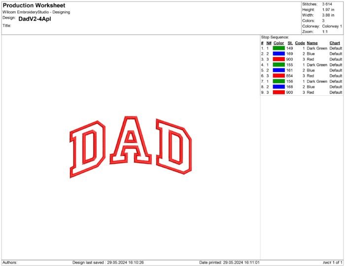 Dad Embroidery design files for Machine Embroidery