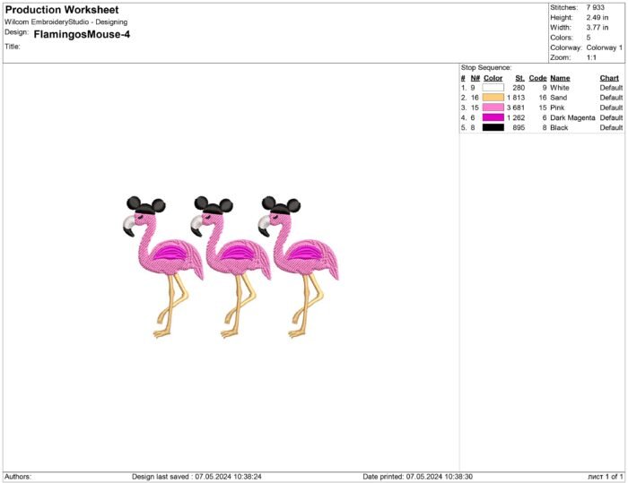 Flamingos in Mouse hats Embroidery design files