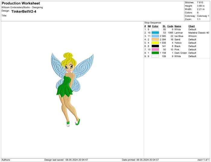 TinkerBell embroidery design files for Machine Embroidery