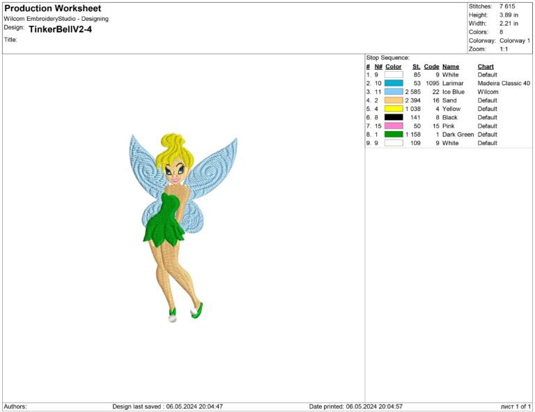 TinkerBell embroidery design files for Machine Embroidery