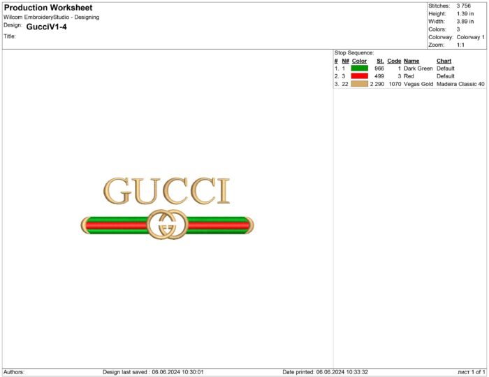 Gucci Embroidery design files for Machine embroidery