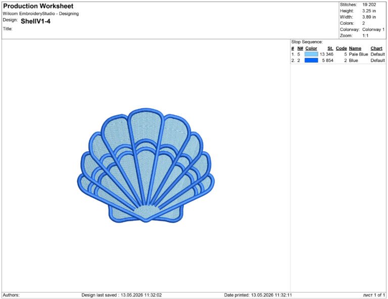 Shell Embroidery design and applique files