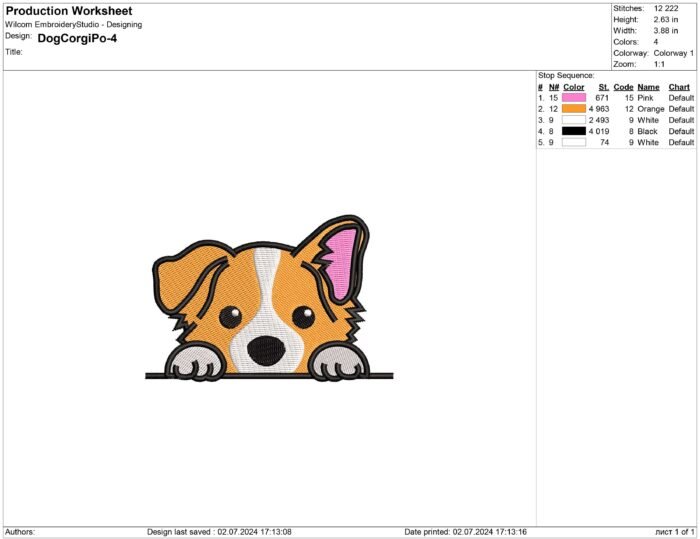 Pocket Dog Embroidery design files for Machine Embroidery