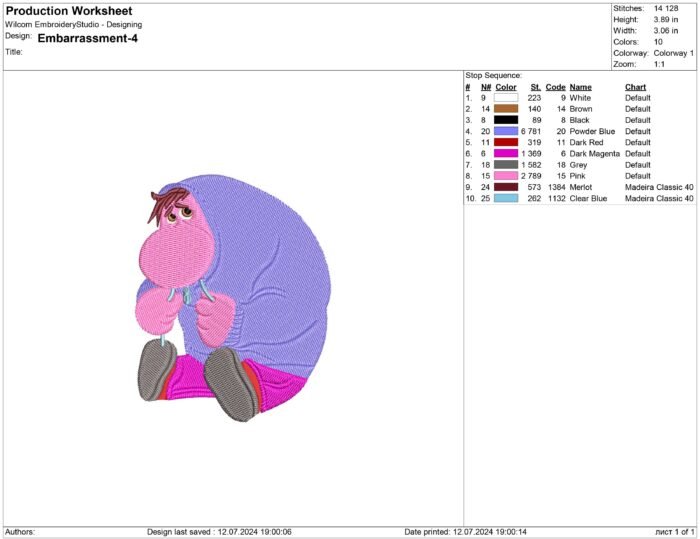 Embarrassment Inside out Embroidery design files