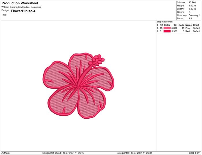 Tropical Flower Hibiscus Embroidery design and applique
