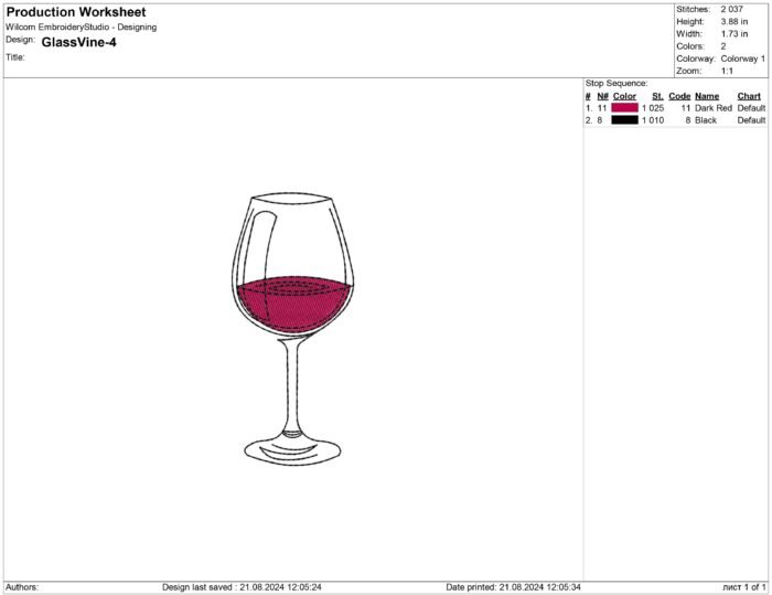 Glass of Wine Embroidery design files for machine embroidery