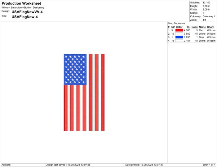 Vertical classic USA flag Embroidery design files
