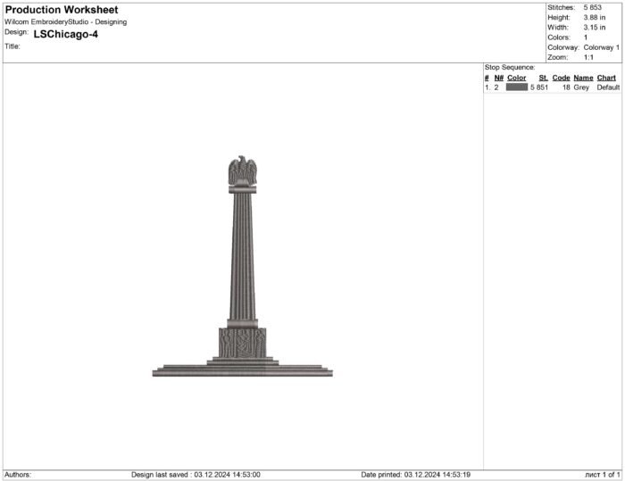 Logan Square Chicago Embroidery design files