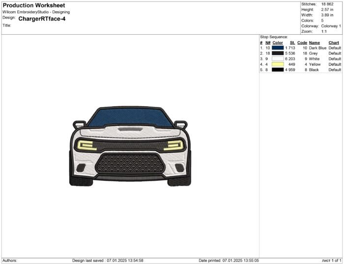 Dodge Charger Embroidery design files for Machine Embroidery