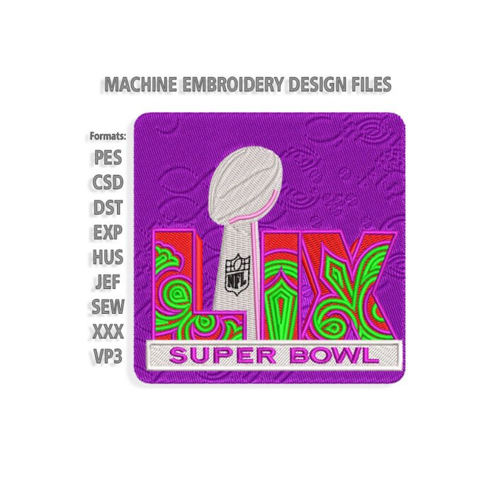 Super Bowl embroidery design files for machine embroidery