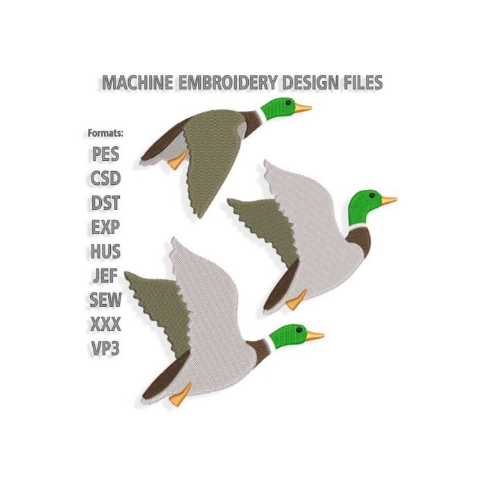 Three separated ducks Embroidery design files