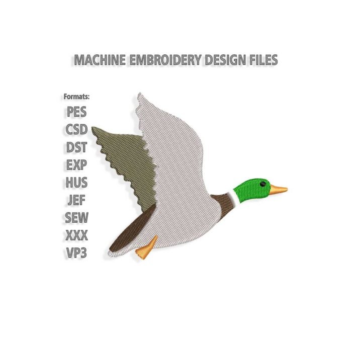 Duck Embroidery design files for Machine embroidery