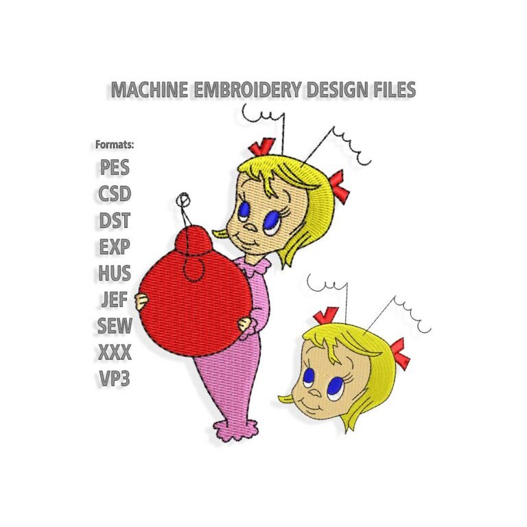 Cindy Lou Who embroidery design files for machine embroidery