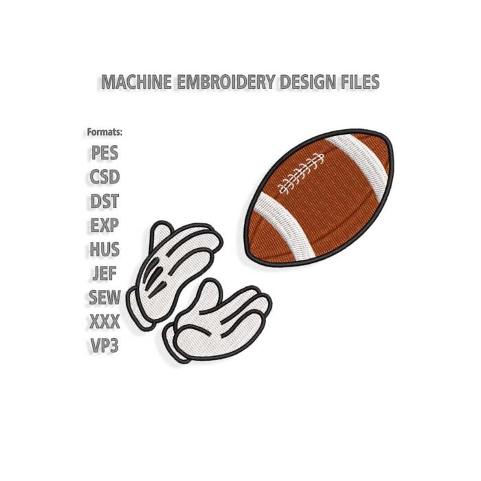 Mickey hands football Embroidery design files