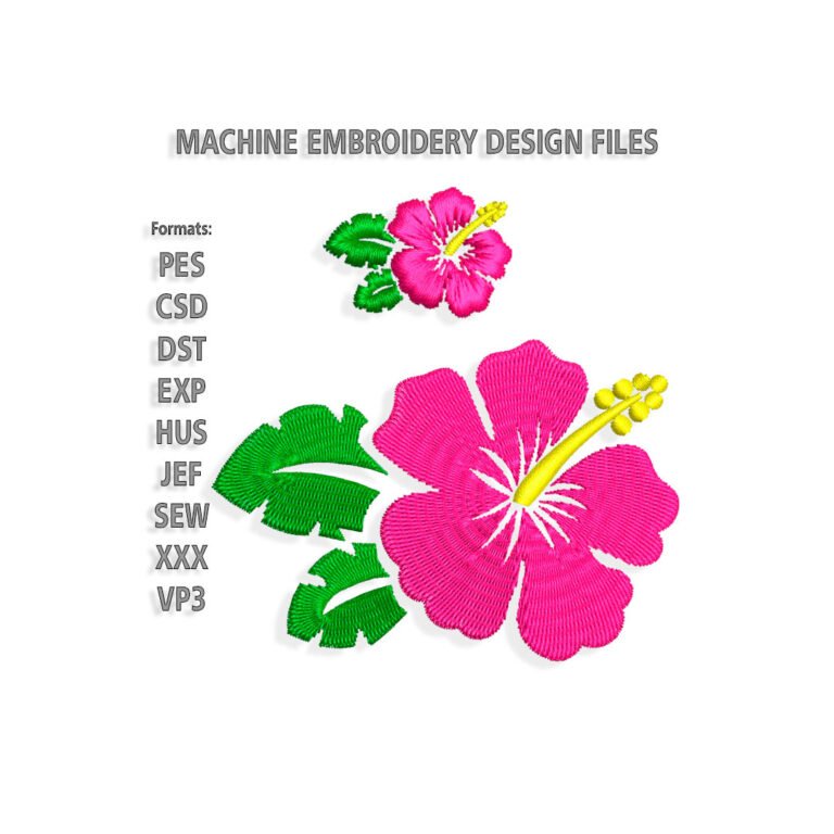 Tropical Flower Embroidery design and applique files