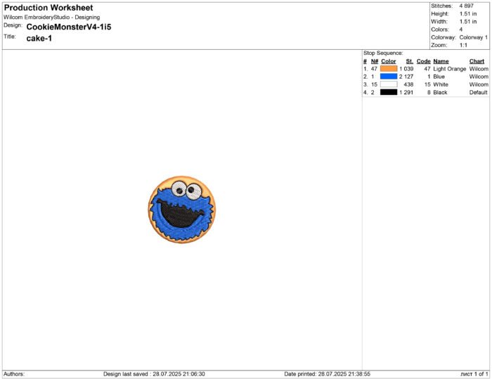 Cookie monster Embroidery design for Machine Embroidery