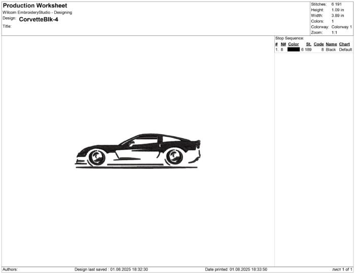 Corvette Embroidery design files for Machine Embroidery