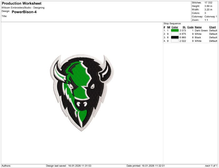 Power Bison Embroidery design files for machine embroidery