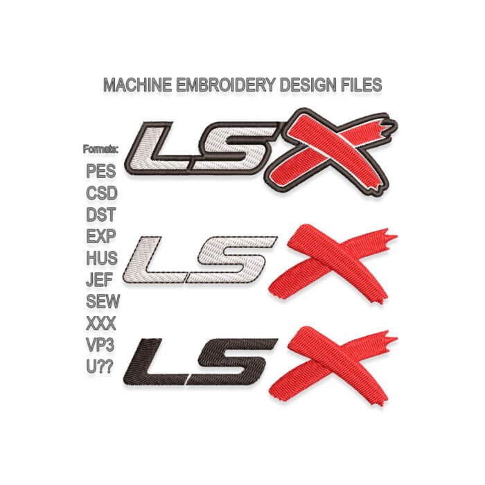 Corvette engine logo LsX Embroidery design files
